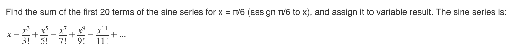 Solved Find the sum of the first 20 terms of the sine series | Chegg.com
