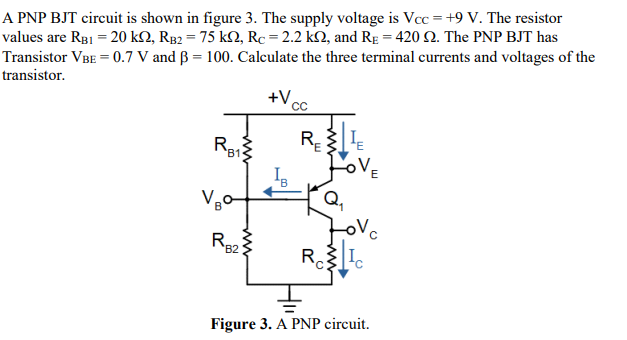 Solved A PNP BJT circuit is shown in figure 3. The supply | Chegg.com