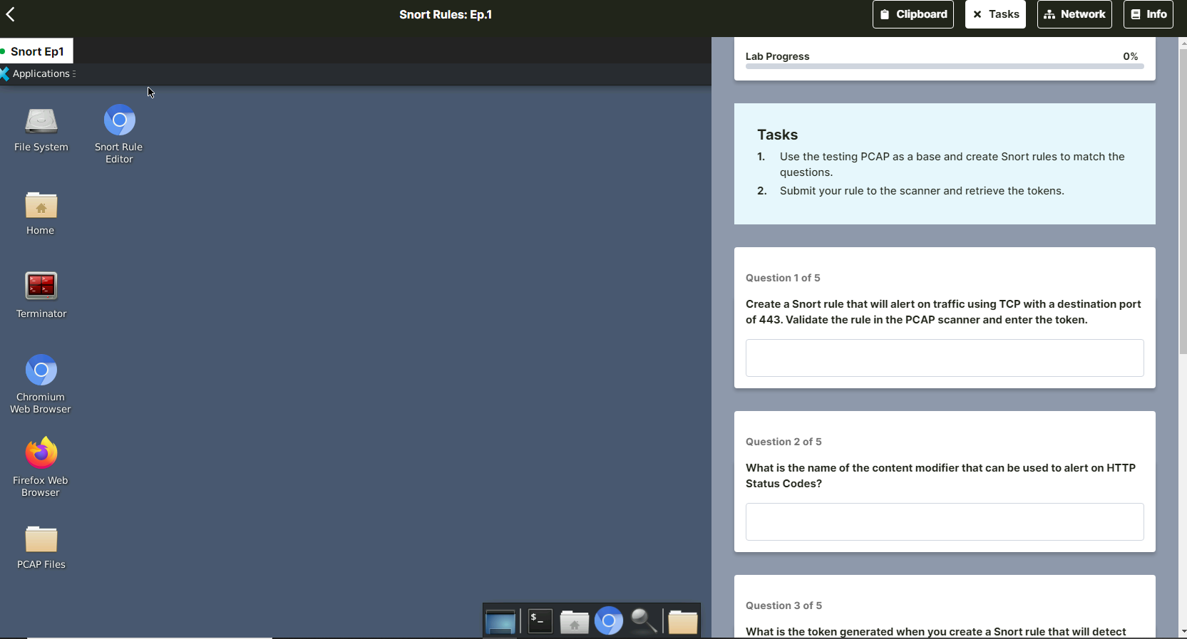 Solved Snort Rules: Ep.1 Clipboard X Tasks .:. Network | Chegg.com