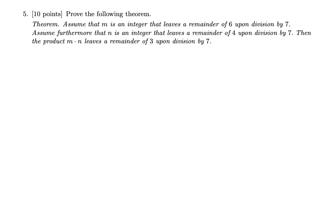 Solved 5. [10 points] Prove the following theorem. Theorem. | Chegg.com