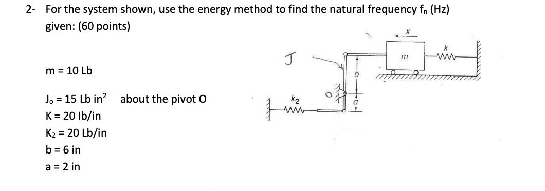 Solved 2- For the system shown, use the energy method to | Chegg.com