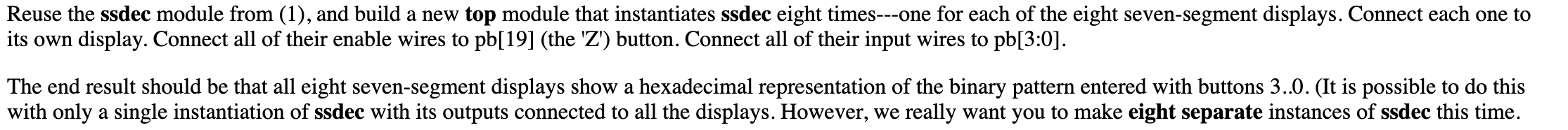 Solved Create a Verilog module called ssdec that has three | Chegg.com
