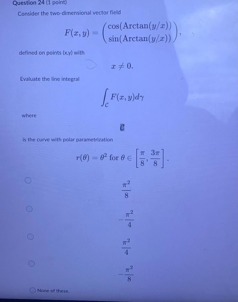 Question 24 (1 point) Consider the two-dimensional | Chegg.com
