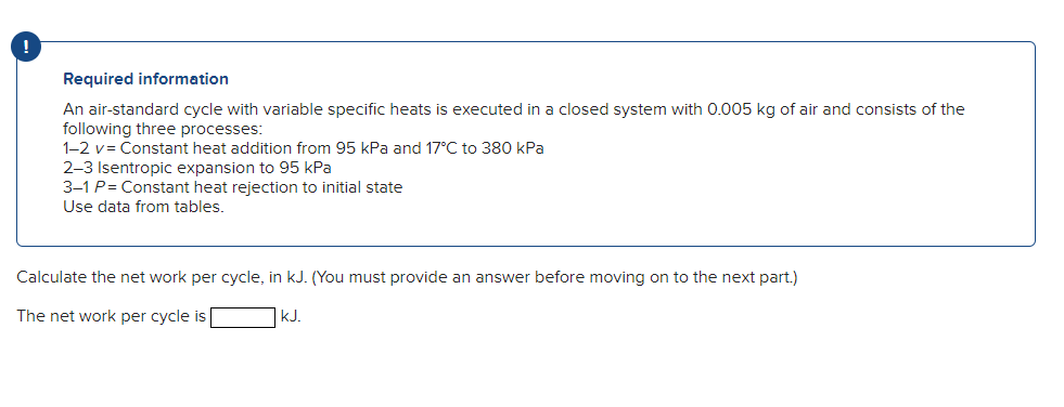 Solved An air-standard cycle with variable specific heats is | Chegg.com