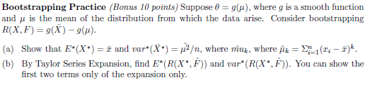 Solved Bootstrapping Practice (Bonus 10 points) Suppose | Chegg.com