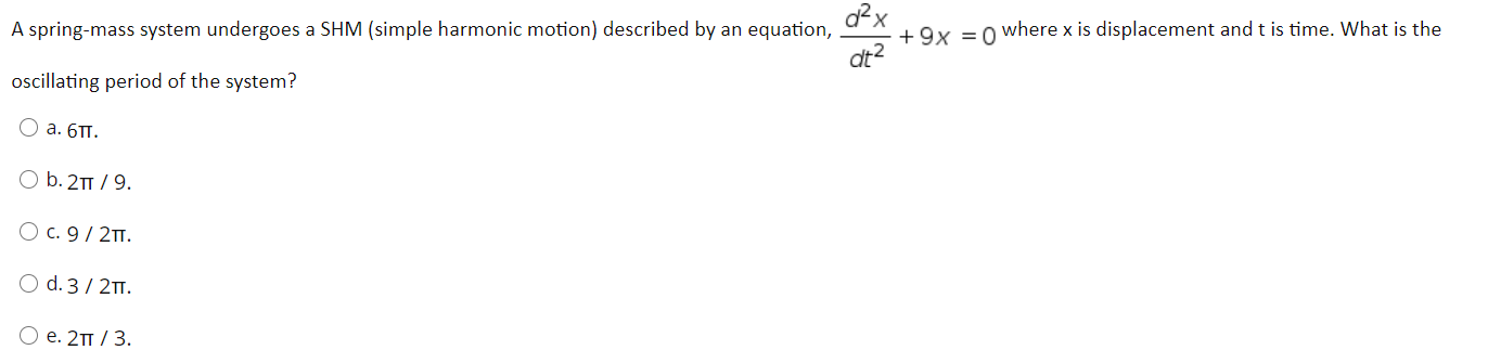 Solved A spring-mass system undergoes a SHM (simple harmonic | Chegg.com