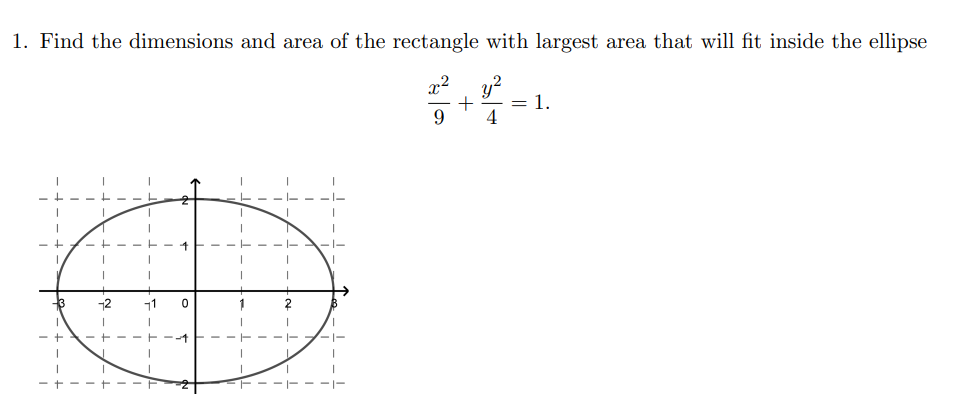Solved 1. Find the dimensions and area of the rectangle with | Chegg.com