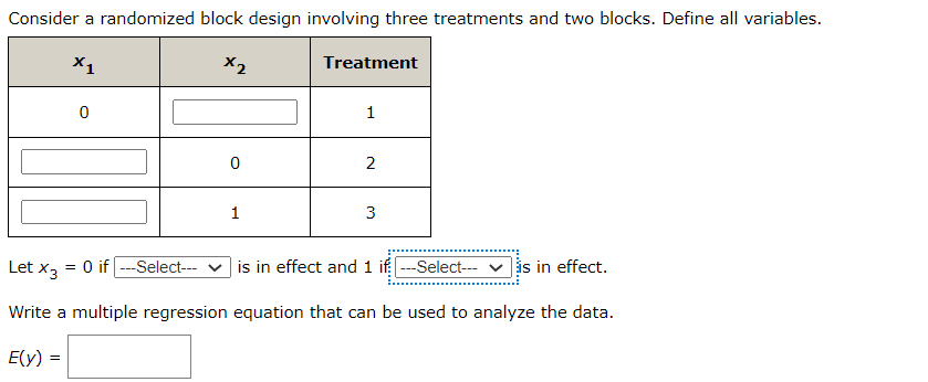 Solved 12. Drop down options are: blank#1: Treatment | Chegg.com