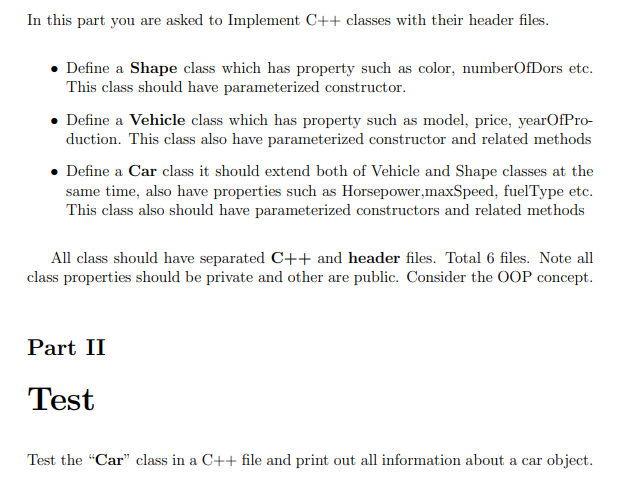 Solved In This Part You Are Asked To Implement C Classes 