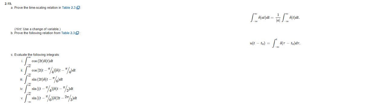 Solved 2.19 a. Prove the time-scaling relation in Table 2.3 | Chegg.com