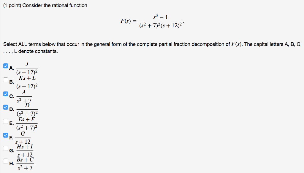 Solved Select ALL terms below that occur in the general form | Chegg.com