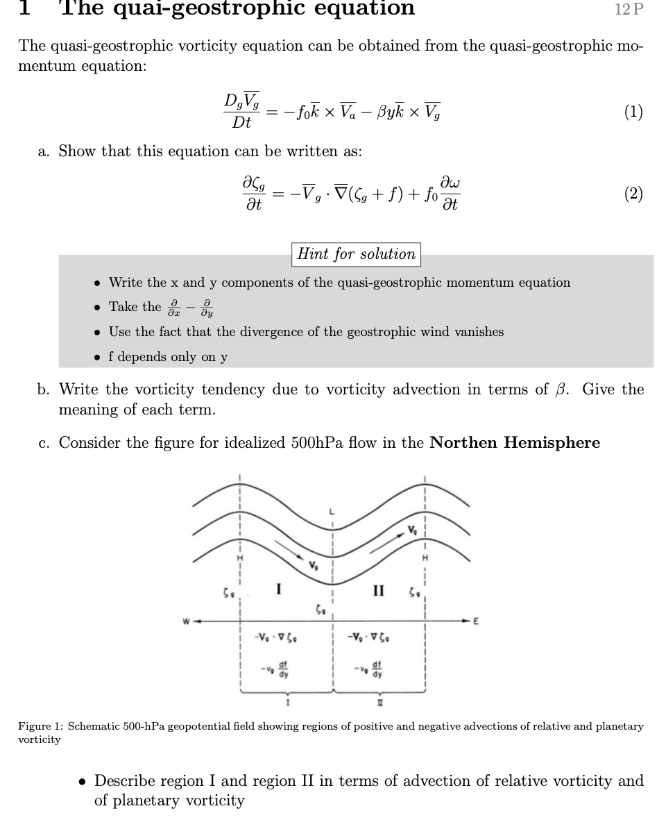 Solved The quasi-geostrophic vorticity equation can be | Chegg.com