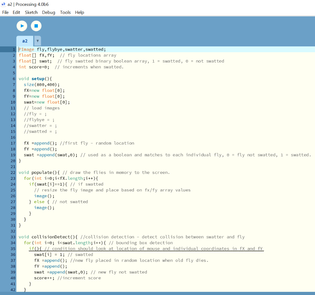 Solved Programming a fly swatter game using the | Chegg.com