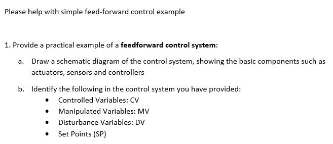 Solved Please help with simple feed-forward control example | Chegg.com