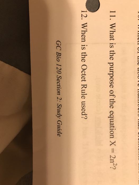 Solved 11. What is the purpose of the equation X 2n2? 12. | Chegg.com