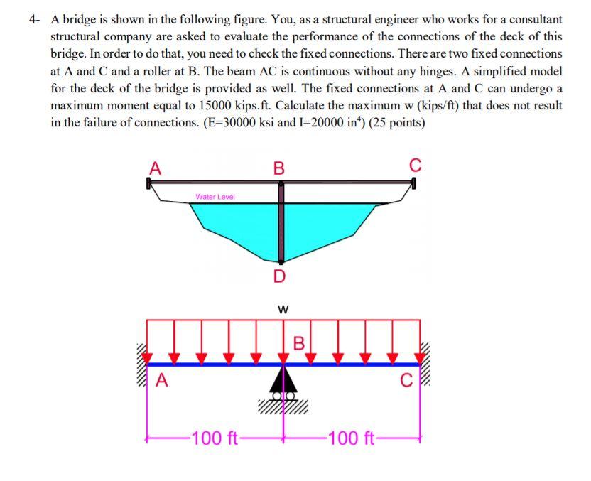 Solved 4- A bridge is shown in the following figure. You, as | Chegg.com
