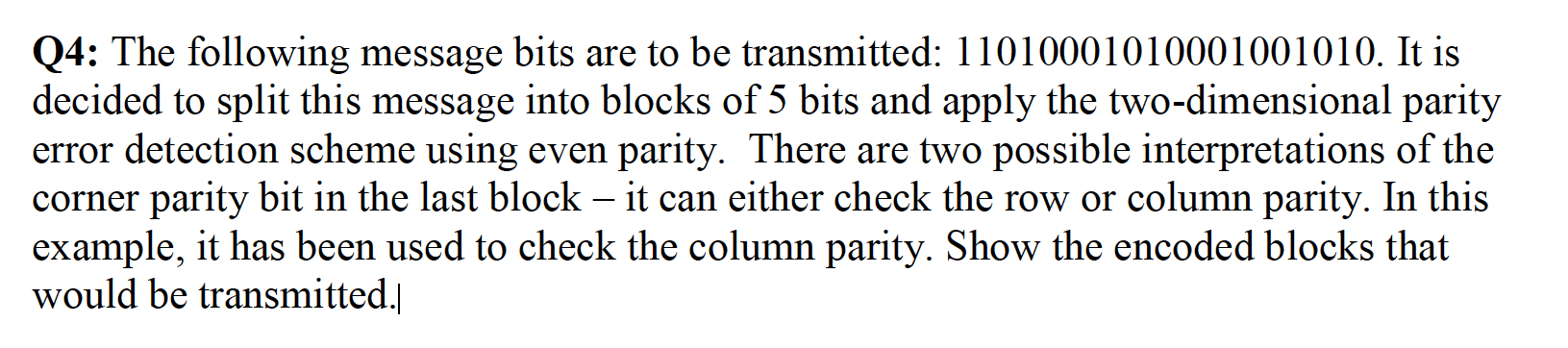 Solved Q4: The following message bits are to be transmitted: | Chegg.com