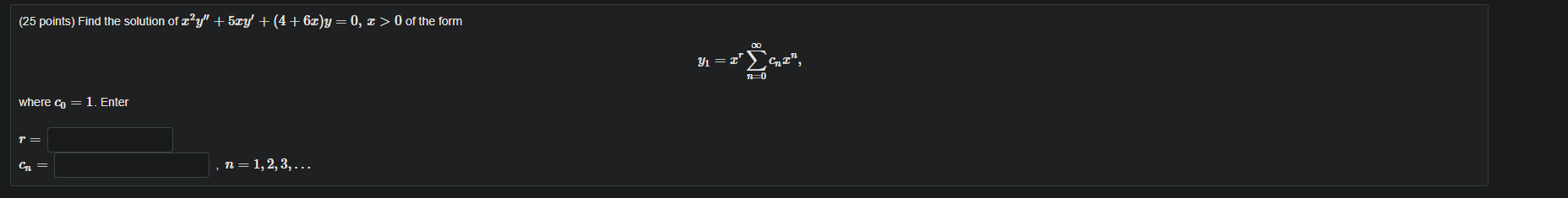 Solved (25 points) Find the solution of cy" +5ry' | Chegg.com