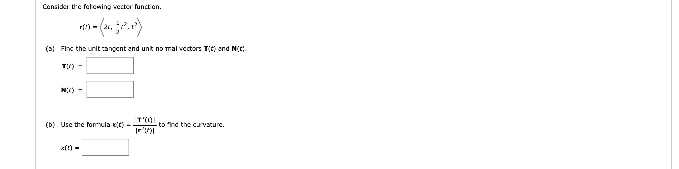 Solved Consider The Following Vector Function