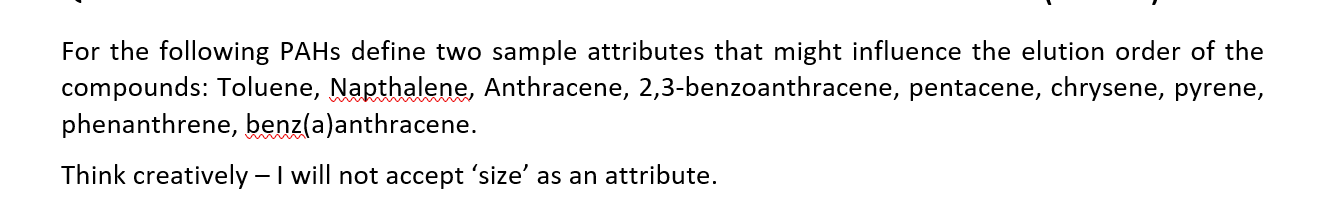 Solved For the following PAHs define two sample attributes | Chegg.com