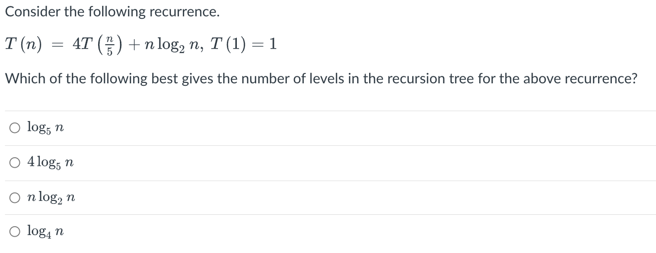 Solved Consider the following recurrence. | Chegg.com