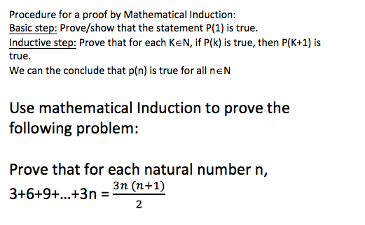 Solved Procedure for a proof by Mathematical Induction: | Chegg.com