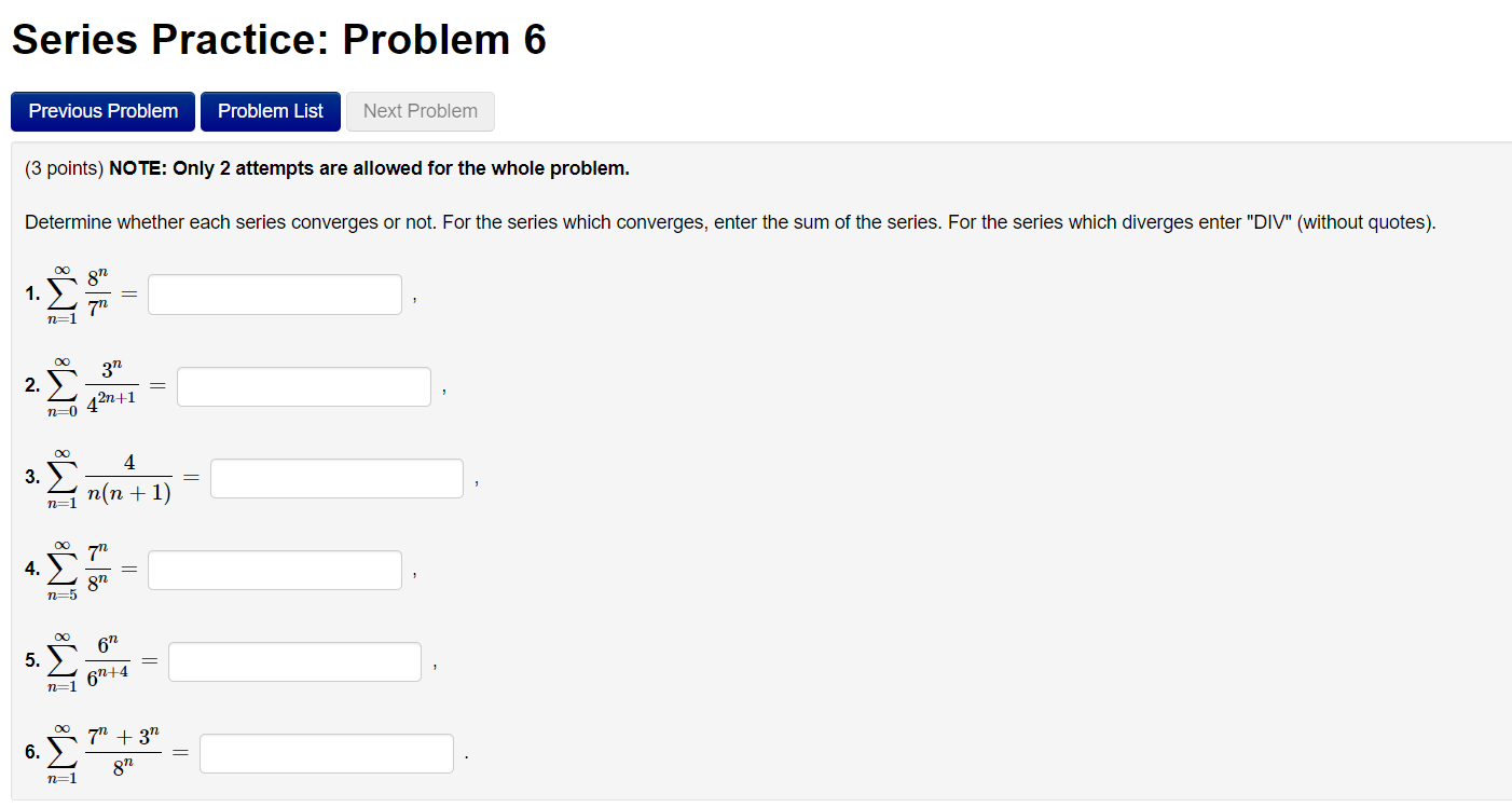 Solved Series Practice: Problem 6 Previous Problem Problem | Chegg.com