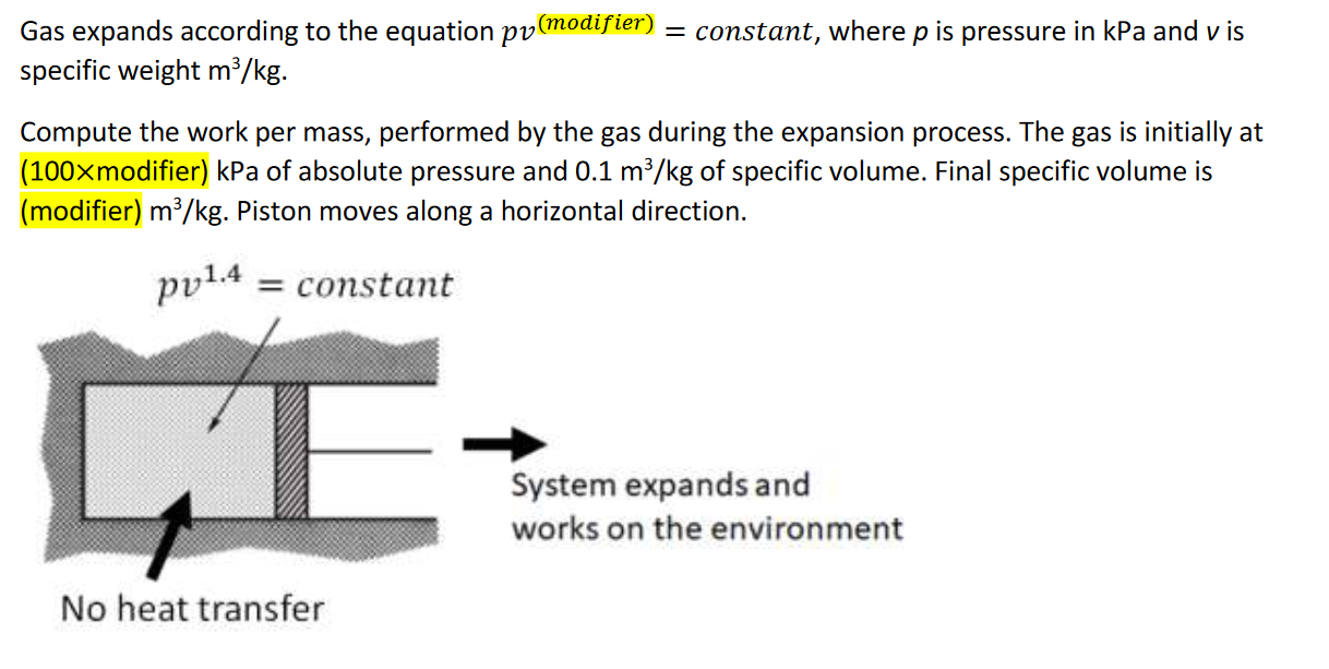 Solved Gas expands according to the equation pv(modifier) = | Chegg.com