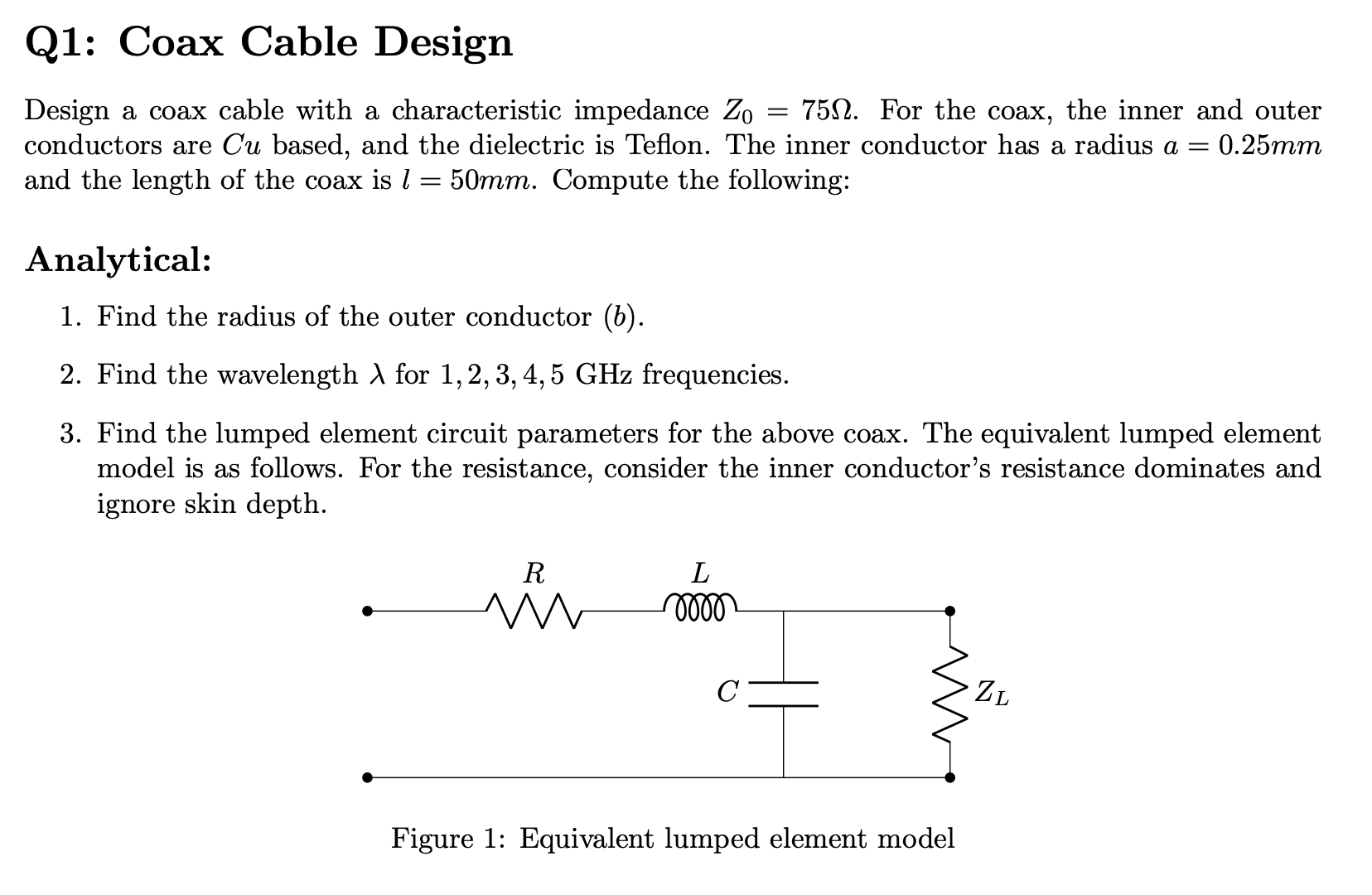 Solved Q1: Coax Cable Design Design a coax cable with a | Chegg.com