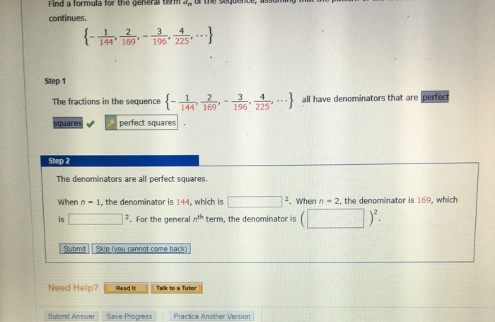 Solved EXAMPLE 2 Find a formula for the general term of the | Chegg.com
