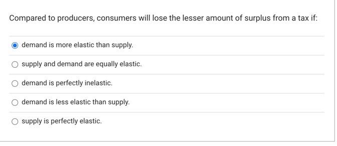Solved Compared to producers, consumers will lose the lesser | Chegg.com