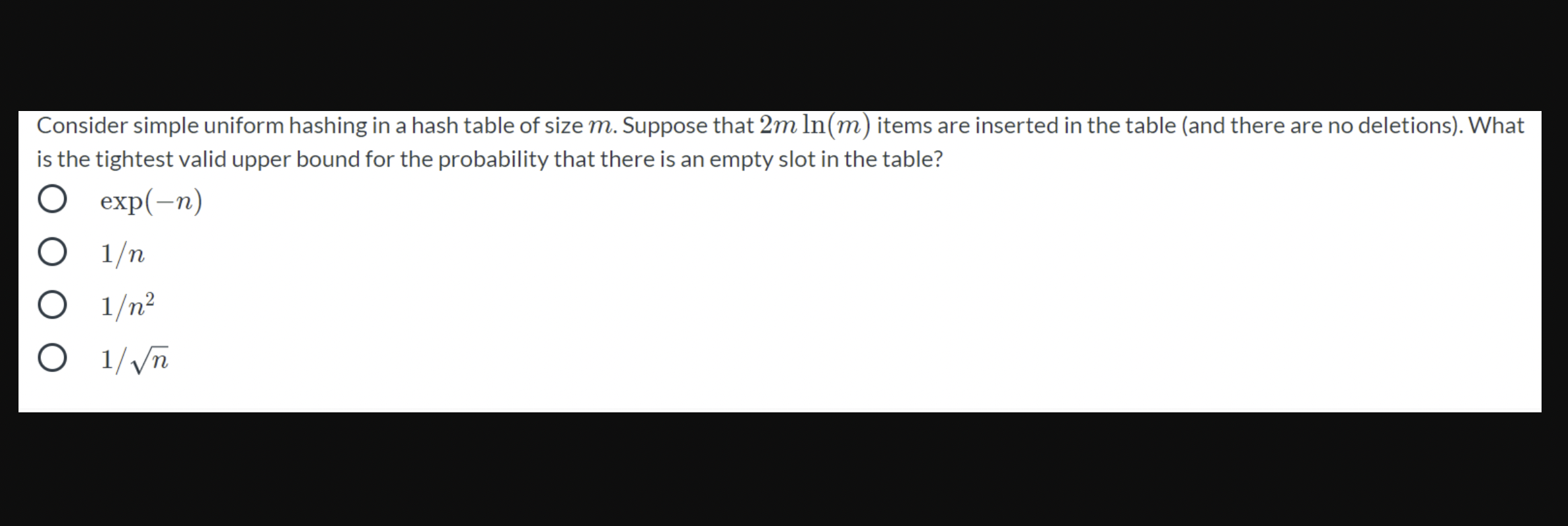 Solved Consider simple uniform hashing in a hash table of | Chegg.com