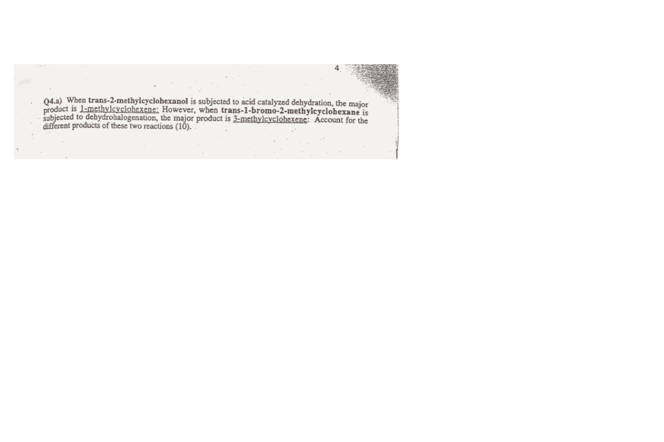 Solved 04.) When trans-2-methylcyclohexanol is subjected to | Chegg.com