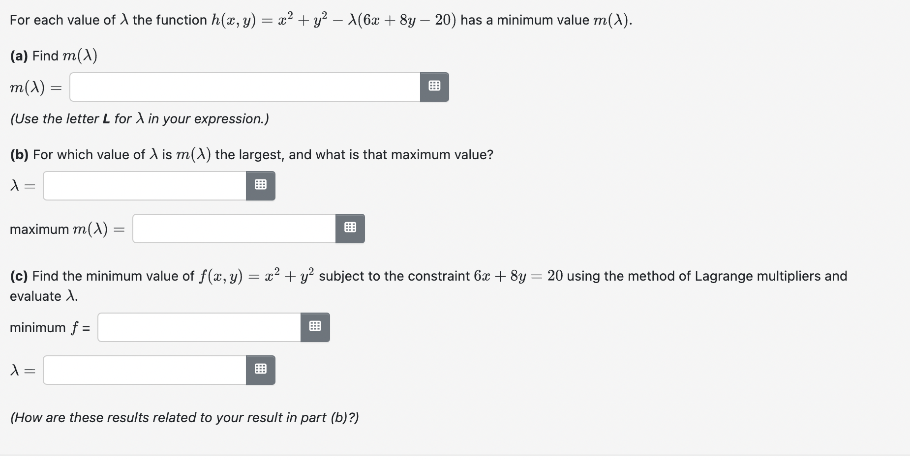 Solved For each value of λ ﻿the function | Chegg.com
