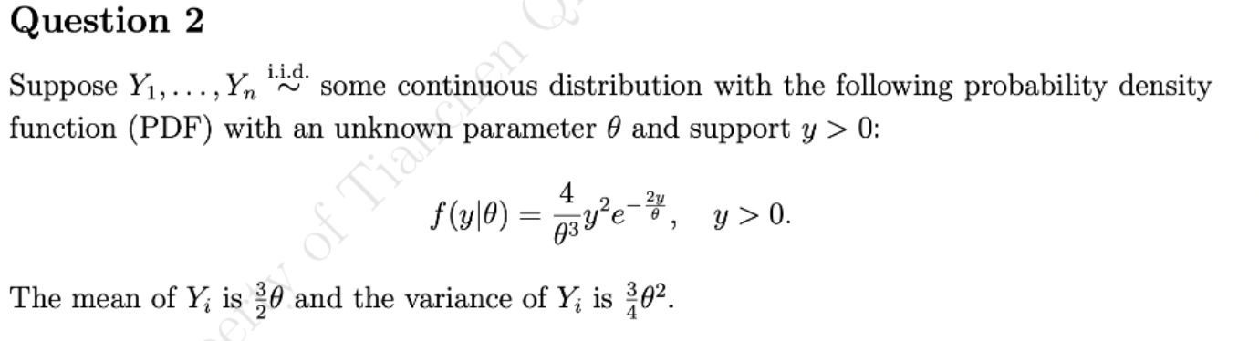 Solved Suppose Y1,…,Yn∼ i.i.d. some continuous distribution | Chegg.com
