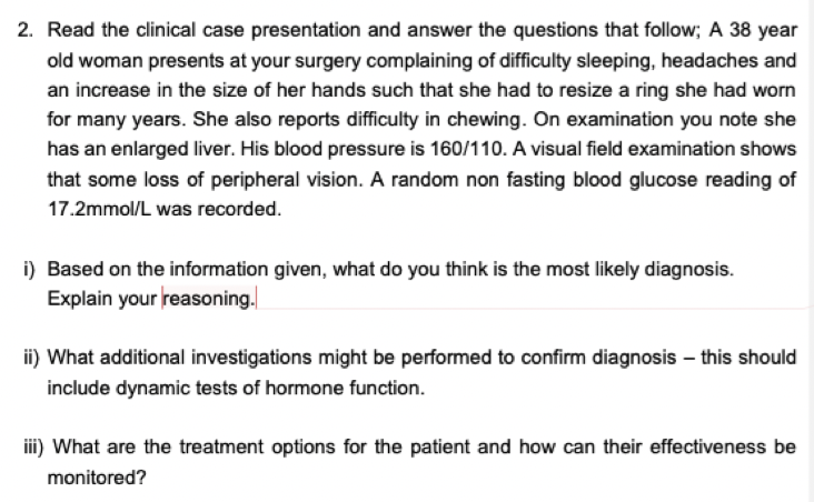 Solved 2. Read the clinical case presentation and answer the | Chegg.com