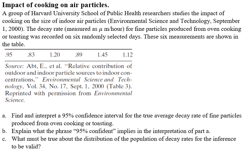 Solved Impact of cooking on air particles A group of Harvard | Chegg.com