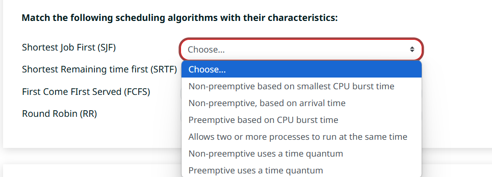 Match the following scheduling algorithms with their | Chegg.com