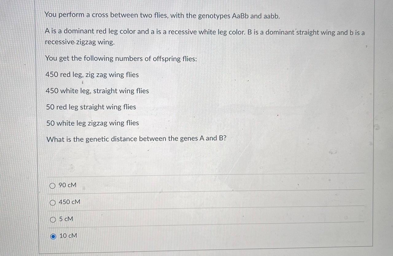 Solved You perform a cross between two flies, with the | Chegg.com