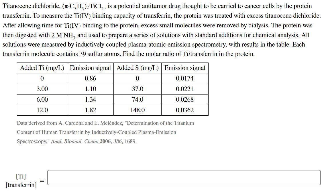 Solved Titanocene dichloride, (T-C3H3)2 TiCl2, is a | Chegg.com