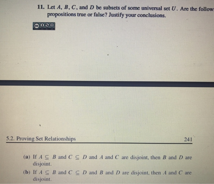 Solved 11. Let A, B, C, and D be subsets of some universal | Chegg.com
