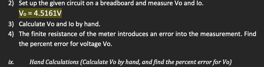 Solved 2) Set up the given circuit on a breadboard and | Chegg.com