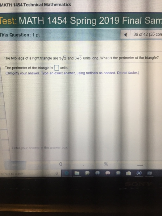 Solved MATH 1454 Technical Mathematics Test: MATH 1454 | Chegg.com