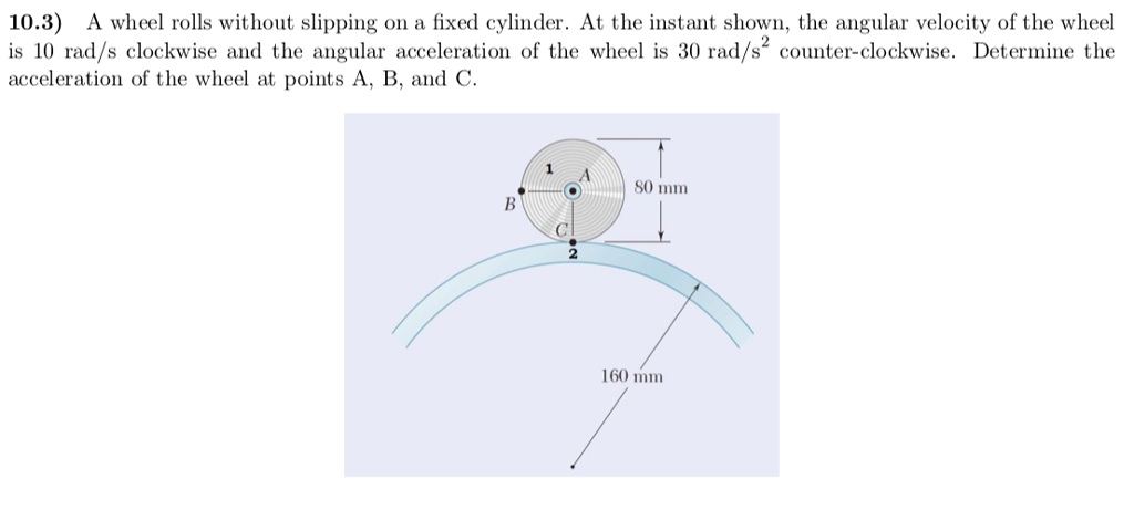 Solved 10.3) A wheel rolls without slipping on a fixed | Chegg.com