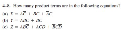 Solved 4–8. How many product terms are in the following | Chegg.com