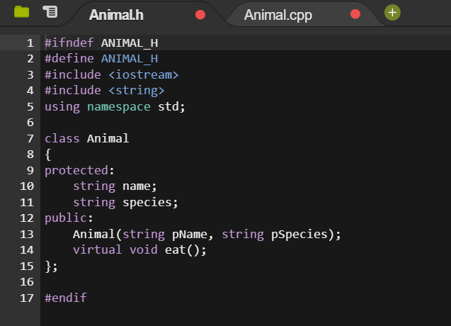 Solved Download these files (Animal.h Animal.cpp Ilger.h | Chegg.com