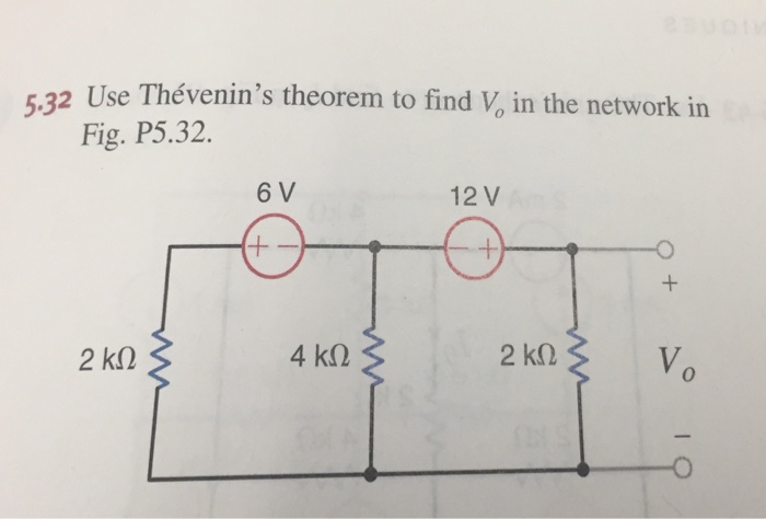 Solved 5-32 2 Use Thévenin's theorem to find Vo in the | Chegg.com