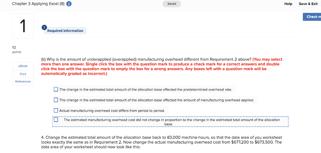 Solved Chapter 3 Applying Excel (B)i Save & Exit Saved Help | Chegg.com