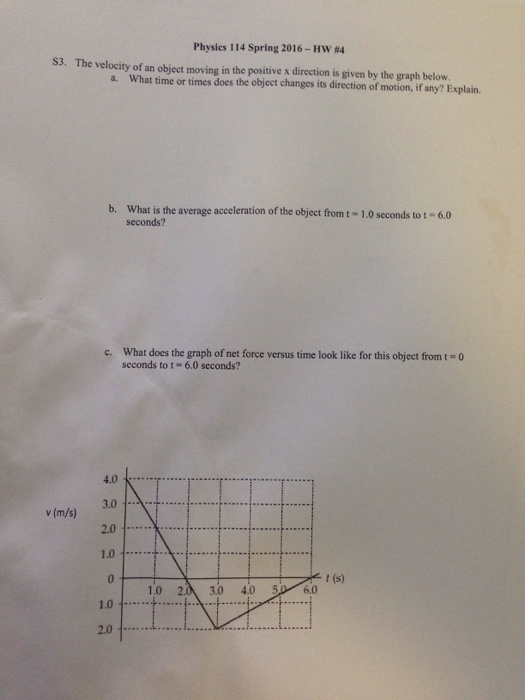Solved The velocity of an object moving in the positive x | Chegg.com