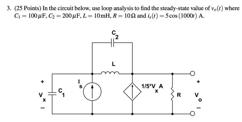 Solved 3. (25 Points) In the circuit below, use loop | Chegg.com